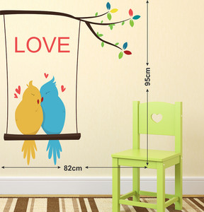 Tuffuk 82 cm Birds Loving On Swing | Wall Stickers | PVC Vinyl | Non ...