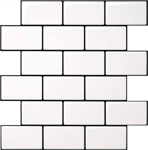 Peijinsart 30.48 cm White Kitchen Wall Tiles Sheet Peel and Stick ...