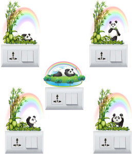 Design Zoo 13 cm Panda Tree Switch Board Sticker Self Adhesive Sticker ...