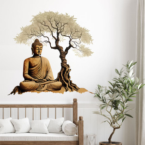 STICKERAURA 60 cm Meditating Gautam Buddha Under Tree Wall Sticker For ...