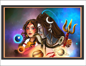 Sahaj Décor 48 cm Shiv parvati beautiful wallpaper poster size(77x48 ...