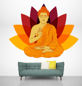 parth decor 77 cm BUDDHA WALL STICKER (60X77) CM Self Adhesive Sticker ...