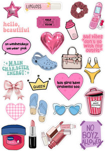 Gneet 4 cm Pack Of 50 Girly Vinyl Self-Adhesive Stickers for Laptop ...