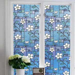 A1 Decor 1097.28 cm Window Glass Film Stickers-Blue Patti Flower-12x36 ...
