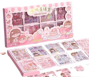 radhey preet 8 cm Cute Girl&Pet Theme Kawaii Stickers, 200Sheets, Washi ...