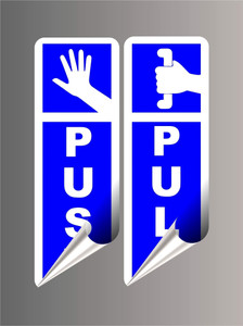 STR 13.97 cm Pull Push Blue Color Laminated Stickers For Door Self ...