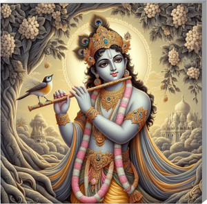 Ordershock 8 inch Shree Krishna With Bansuri & Bird Wall Sunboard ...