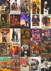 SKINFACTORY 8 inch Retro Hollywood Movies Wall Stickers Set of 25 A4 ...