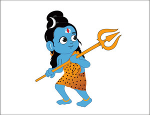 Sahaj Décor 91 cm Little mahadev lord shiva painting wall poster size ...