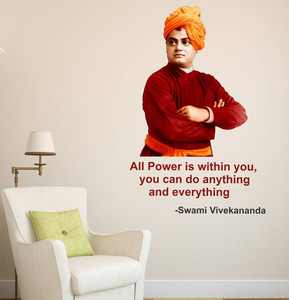 Wallme 80 cm Swami Vivekananda Motivational Multicolor PVC Vinyl ...