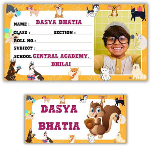 AanyaCentric 10 cm Notebook Name Slip(9.7cm x 5.2cm) and Name Tags(7cm ...