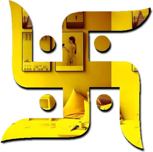 VAH 15 cm Swastika Golden, Mirror Stickers Self Adhesive Sticker Price ...