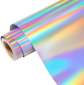 Mahir Glitter 25 inch Silver Holographic Vinyl Adhesive Roll for Craft ...