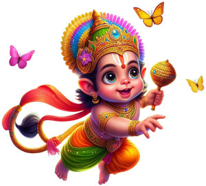 STICKER STUDIO 20 inch PVC Vinyl Little Hanuman ji Wall Sticker Size ...