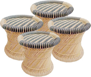 RCLV Natural & Handmade bamboo Mudda/Stool with Wave design set of 4 ...