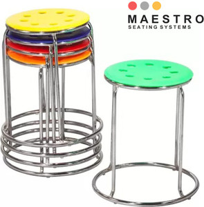 MAESTRO Set of 5 Mix Color Plastic Round Stool for Kitchen Cafeteria ...