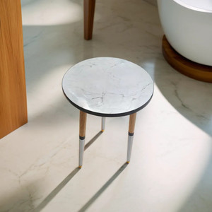 Giftoshopee Round Side Stool Of 3 Legs With Marble Finishing Top Of ...