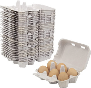 Minso Paper Reusable Egg Carton Boxes For 6 Eggs Each Box, Natural Pulp ...