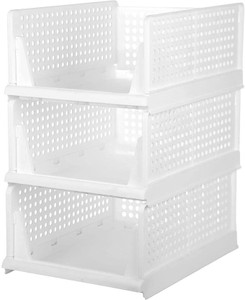 ROTICE Plastic 3 Layer Foldable & Stackable Sliding Drawer Organizer ...