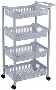 3D METRO SUPER STORE Plastic 4 Layer Plastic Storage Basket With Wheel ...