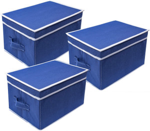 Ecorner Storage Box With Lid Pack of 3 blue Storage Box Price in India ...