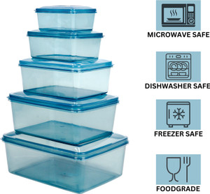 FLYER Plastic Container of 5 Blue Storage Boxes – Perfect Organizers ...