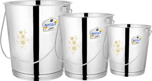 Mintage Stainless Steel Laser Bucket/Balti BKT10+12+14laser 38.5 L Drum ...