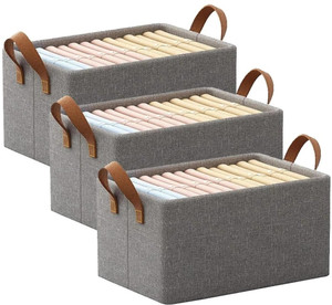 Piquant Pack Of 3 Set 26L Folding Storage Box With Handles Durable ...