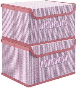 Mteaser Non Woven Zig Zag Storage Box with Lid & Handle Wardrobe ...