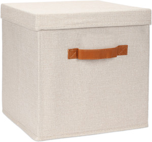 anko Foldable Storage Cube with Lid, Linen look Premium Fabric 11.8 x ...
