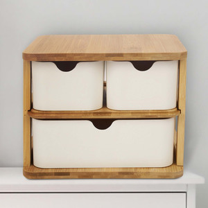 anko Bamboo Frame Storage Organizer with 2-Tiered Drawers - 15 (H) x 20 ...