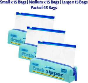 Fresh Zipper Storage Slider Bags | Reusable Ziplock Pouch | S X 15, M X ...