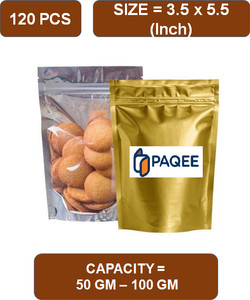 PAQEE One Side Gold One Side Transparent Storage Pouch (Capacity- 50 ...