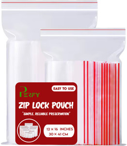 PERFY Reusable Transparent Zip Lock 12X16 Durable Press Seal Storage ...