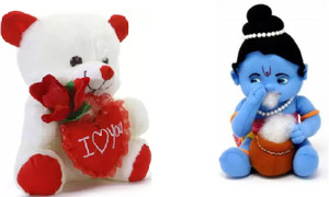 KPN White phool teddy bear for kids with bes combo teddy bear 30cm ...