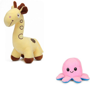 BRS_Soft_Toys Giraffe with Reversable octopus happy & sad face for kids ...