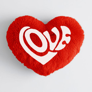 PICKKART Dil Shape Love Red Fur Pillow Gift for Friends/Children/Girls ...