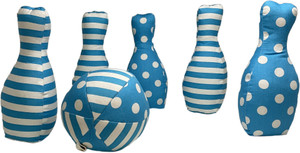 Kafron Fabric Plush Bowling Pin Set with 5 Pins and 1 Ball (Blue And ...