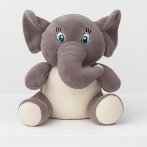 Toyingly Plush Elephant Stuffed Animal, Grey and White, Soft Fleece ...