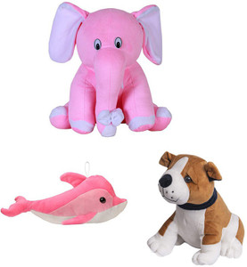 Memebuzz Kids Playing softs Toys Cute Delight Cuddle combo of 3 - 25 cm ...