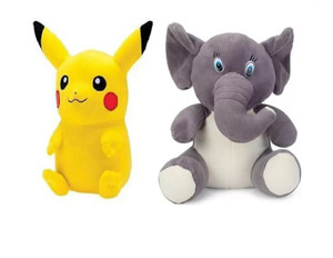 TEDDYHUBS yellow pokemon and sitting elephant 32cm combo - 32 cm ...