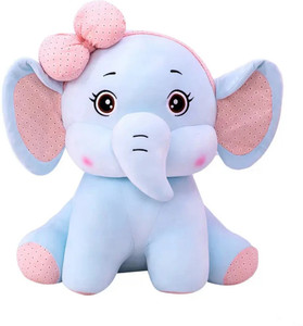 cuddlenest Plush Bow Elephant Soft Toy, Blue | Stuff Toy for Kids ...