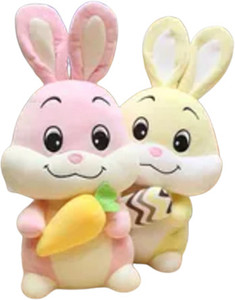 Eshopys Cute Real Rabbit with Carrot Soft Toy for Kids - Pack of 1 - 35 ...