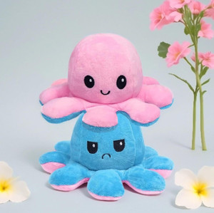 MARQUEONN ® Reversible Octopus Stuffed Plush Mood Expression Happy and ...