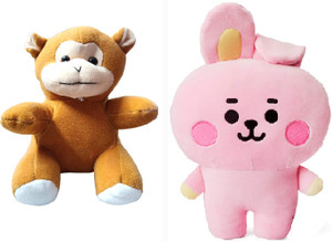 Gking Sitting Monkey With BTS Coocky Plush Soft Toy For Kids - 28 cm ...