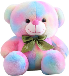 Starixfly Fluff Magic 30 cm Multicolor Soft Teddy Bear with Green Bow ...