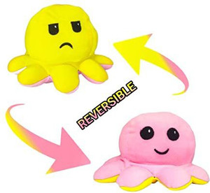 curiotoys Super Soft Reversible Octopus Happy and Angry Face Plush Soft ...