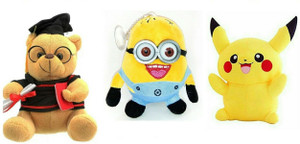 Sanvidecors Pikachu-30cm and musical scholar teddy bear-18cm and Minion ...