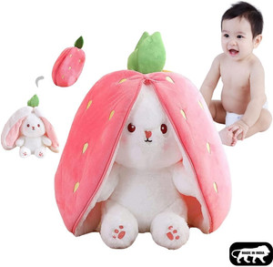 Kids Mandi Strawberry Rabbit - Reversible Bunny Soft Toy - Strawberry ...