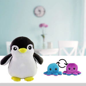 Toyingly cute black penguin and blue purple reversible octopus soft ...